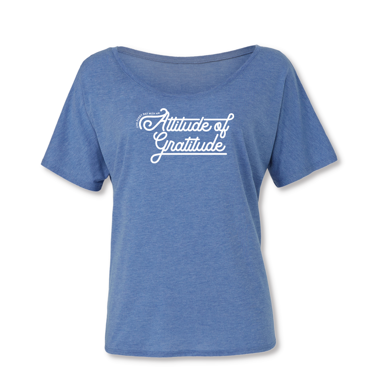 Women's Blue Gratitude Retro Tee - The Tony Robbins Foundation