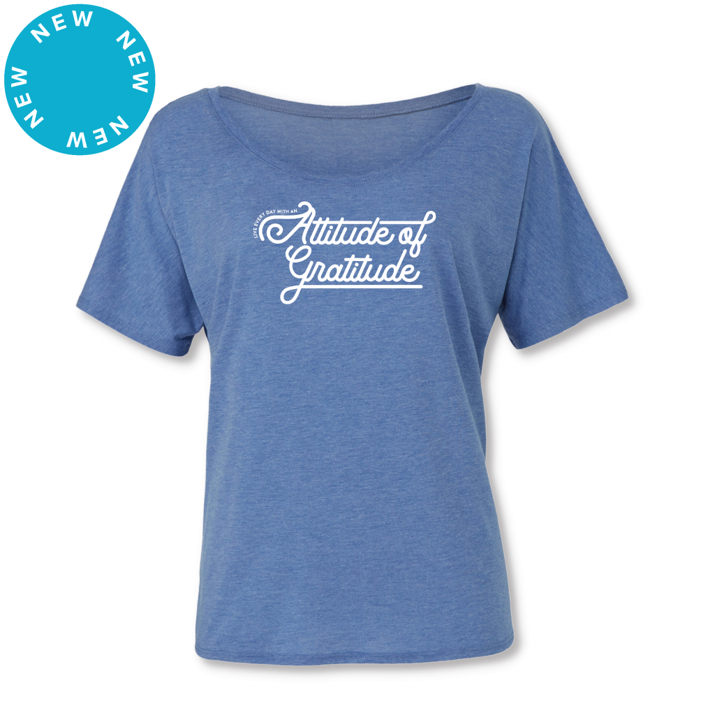 Women's Blue Gratitude Retro Tee - The Tony Robbins Foundation